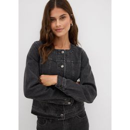bonprix Jeansjacke mit Strass, grau, mit Baumwolle