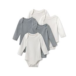 Tchibo - 5 Baby-Langarmbodys - Newborn - Gr. 50/56 - grau