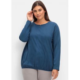 sheego Gro&szlig;e Gr&ouml;&szlig;en Langarmshirt mit elastischem Saum, dunkelblau, Gr&ouml;&szlig;e 48 - Damen