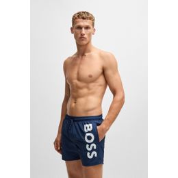 Badeshorts BOSS "Octopus", Herren, Gr. XXL, N-Gr, blau (navy 413), Web, Obermaterial: 100% Polyacryl, bedruckt, unifarben, Badehosen Badeshorts, Mit BOSS Logoschriftzug, elastischer Taillenbund mit Kordel