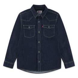 Jeanshemd LEVI'S KIDS "LVB NEW BARSTOW WESTERN", Jungen, Gr. 6 (116), N-Gr, schwarz hollow, Denim/Jeans, Obermaterial: 100% Baumwolle, Hemden Jeanshemd, im Western-Style