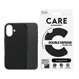 CARE BY PANZERGLASS Handyh&uuml;lle "Double Defence Case f&uuml;r Apple iPhone 16", schwarz, B:11cm H:1,9cm T:19,6cm, H&uuml;llen, Backcover, Schutzh&uuml;lle, Handyschutzh&uuml;lle, Case, Schutzcase, sto&szlig;fest