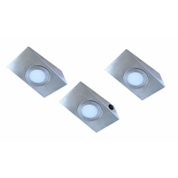Evotec Unterschrankleuchte "KEIL CS", Energieeffizienz: E (A-G), silber (edelstahlfarben), H: 5cm, 3 Stk., Leuchten, LED Set, 3 St&uuml;ck, Unterschrankleuchte