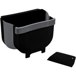 Einbaum&uuml;lleimer Wenko "Modell Fago", schwarz (schwarz, grau), B:25,5cm H:18cm T:18cm, Kunststoff, M&uuml;lleimer, faltbarer Abfalleimer zum Einh&auml;ngen an die Schrankt&uuml;r, Kunststoff, 5 L