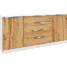borchardt Möbel Kommode BORCHARDT MÖBEL "Oliva", weiß (weiß matt, eichefarben wotan), B:166cm H:78cm T:35cm, Holzwerkstoff, Sideboards, Kommode, mit 4 Schubkästen