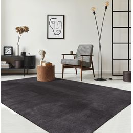 Teppich the carpet "Relax", grau (anthrazit), B:80cm H:16mm L:150cm, Polyester, Teppiche, waschbarer Wohnzimmer Teppich modern rutschfest, Kundenliebling