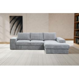 Ecksofa WERK2 "Rozzana Design Ecksofa mit hohem Komfort, zeitlos & elegant, L-Form", grau, B:280cm H:86cm T:190cm, 90% Polyester, 10% Nylon, Sofas, Ecksofa, in kuschelweichen Trendstoffen Cord, Breitcord und Pl&uuml;sch