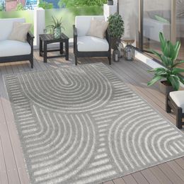Teppich Paco Home "Livorno 674", grau, B:240cm H:14mm L:340cm, Polypropylen (PP), Teppiche, Teppich, Uni Farben, moderner Hoch-Tief-Effekt, Scandi-Look, Outdoor geeignet