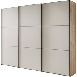 Schwebet&uuml;renschrank Wiemann "Phoenix, Made in Germany, modernes Design, Highlight, Blickfang", bianco, eiche, nachbildung, B:279cm H:217cm T:67cm, Schr&auml;nke, Schwebet&uuml;renschrank, maximaler Staurraum, inkl.Einlegeb&ouml;den, W&auml;scheb&ouml;den u. D&auml;mpfer