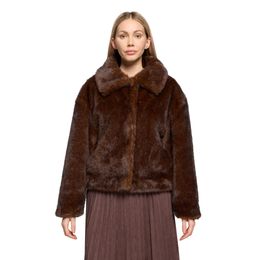 Fellimitatjacke Cartoon "Damen mit Eingrifftaschen", Damen, Gr. 42, braun, Obermaterial: 100% Polyester, l&auml;ssig geschnitten, Jacken