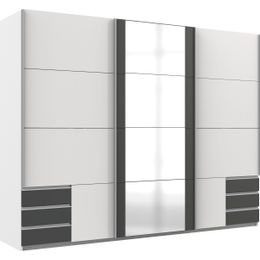 Schwebetürenschrank wimex "Emden moderner Kleiderschrank mit Spiegel und Schubladen BESTSELLER", weiß (weiß, graphit), B:270cm H:210cm T:64cm, Schränke, Schwebetürenschrank, Schlafzimmer Schrank Garderobenschrank mit Schwebetüren Topseller, Topseller