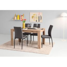 Essgruppe Hela "SIMONE", braun (artisan eiche, schwarz, anthrazit, anthrazit, schwarz), Holzwerkstoff, Sitzm&ouml;bel-Sets, Essgruppe, Platte mit Wendeeinlage, Bezug Microfaser, Unser Bestpreis