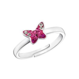 Fingerring Prinzessin Lillifee "Schmetterling", pink (silberfarben, pink, rosa, kristallwei&szlig;), Fingerringe, Damen, 1,2 g, Silber 925 (Sterlingsilber), 1,8mm, Fingerring, mit Preciosa Crystal