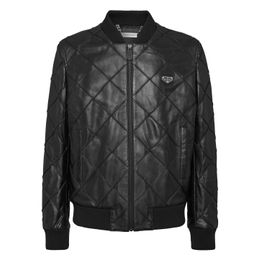 Lederjacke Philipp Plein "Leder-Bomber", Damen, Gr. L, 02, schwarz, Obermaterial: 100% Lamm Leder, 98% Polyester, 2% Elasthan; Futter: 100% Polyester; Füllung: 100% Polyester, Jacken