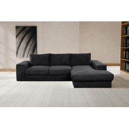 Ecksofa WERK2 "Rozzana Design Ecksofa mit hohem Komfort, zeitlos & elegant, L-Form", schwarz, B:280cm H:86cm T:190cm, 100% PES, Sofas, Ecksofa, in kuschelweichen Trendstoffen Cord, Breitcord und Pl&uuml;sch, Topseller