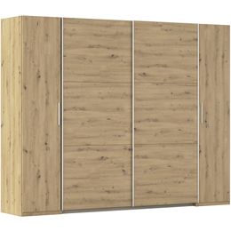 Schwebetürenschrank Rauch "Kleiderschrank Drehtürenschrank Schrank Garderobe KRONACH TOPSELLER", braun (eiche artisan, griffleisten alu), B:268cm H:210cm T:59cm, Holzwerkstoff, Schränke, Schwebetürenschrank, mit Dreh- und Schwebetüren und vielen Einlegeböden MADE IN GERMANY