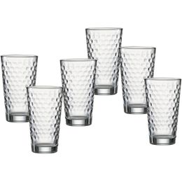 Ritzenhoff & Breker Longdrinkglas RITZENHOFF & BREKER "Favo, 6-teilig", transparent, H:14,2cm Ø:8,4cm, Glas, Trinkgefäße, 350 ml