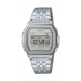 Chronograph CASIO VINTAGE, edelstahlfarben, Armbanduhren, Damen, Chronograph, Quarzuhr, Armbanduhr, Damenuhr, Herrenuhr, Edelstahlarmband, digital