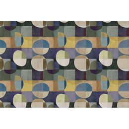 Livingwalls Vliestapete LIVING WALLS "Geometrische Retro-Tapete Bunt Blau Beige modern", blau, B:2,7m H:0,02m L:4m, Vlies, Tapeten