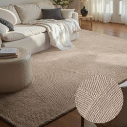 Wollteppich Hanse Home "Eleni", beige (hellbeige), B:160cm H:18mm L:230cm, Wolle, Teppiche, Handgetuftet, Wolle, Natur, Wohnzimmer, Schlafzimmer, Skandi, Hygge