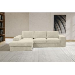 Ecksofa WERK2 "Rozzana Design Ecksofa mit hohem Komfort, zeitlos & elegant, L-Form", beige (natur), B:280cm H:86cm T:190cm, 90% Polyester, 10% Nylon, Sofas, Ecksofa, in kuschelweichen Trendstoffen Cord, Breitcord und Pl&uuml;sch