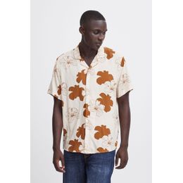 Kurzarmhemd Blend "BHShirt", Herren, Gr. L, US-Gr&ouml;&szlig;en, braun (toffee), 100% Viskose, gebl&uuml;mt, regular fit normal, ohne Ausschnitt, abgesteppt, Hemden, L&auml;ssiges florales Kurzarmhemd