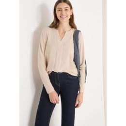 Blusenshirt Cecil, Damen, Gr. L (42), pearl beige, Jersey, Obermaterial: 48% Baumwolle, 48% Modal, 4% Elasthan, unifarben, regular fit hüftlang, V-Ausschnitt, Shirts Blusenshirt