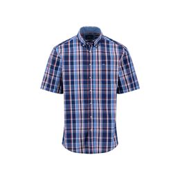 Kurzarmhemd Fynch-Hatton, Herren, Gr. 4XL, N-Gr, blau (navy), Web, Obermaterial: 100% Baumwolle, kariert, normal hüftbedeckend, Rundhals, Hemden