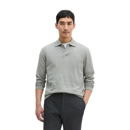 Marc O'Polo Langarm-Poloshirt MARC O'POLO "aus schwerem Bio-Baumwoll-Jersey", Herren, Gr. 3XL, cloudy grau melange, Obermaterial: 100% Baumwolle, unifarben, skinny fit, normaler Saum, Shirts