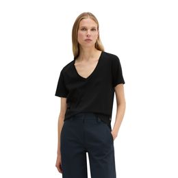 Marc O'Polo T-Shirt MARC O'POLO "aus Organic Cotton", Damen, Gr. XXS, schwarz, Obermaterial: 100% Baumwolle, unifarben, Basic, regular fit, V-Ausschnitt, Shirts T-Shirt
