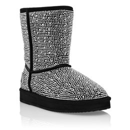 Schn&uuml;rstiefelette Philipp Plein "Verziert", Damen, Gr. 38, Normalschaft, 60, crystal, Schuhe Schn&uuml;rstiefelette