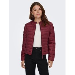 Steppjacke Only "ONLTAHIA LW QUILTED HOOD JKT OTW CC OTW", Damen, Gr. S, rot (cabernet), Web, Obermaterial: 100% Nylon, unifarben, regular fit, Jacken Steppjacke