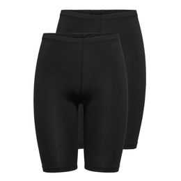 Radlerhose Only "ONLLIVE &ndash; Radler im Doppelpack mit elastischem Rippbund", Damen, Gr. L (40), N-Gr, schwarz, Web, Obermaterial: 95% Baumwolle, 5% Elasthan, unifarben, slim fit, Hosen Radlerhose, unifarben, casual, slim fit, Web, Rundhals