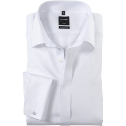 Businesshemd OLYMP "Luxor modern fit", Herren, Gr. 37, N-Gr, wei&szlig;, Web, Obermaterial: 100% Baumwolle, Umschlagmanschette, Hemden