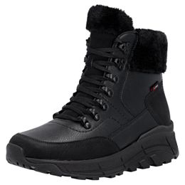 Winterboots RIEKER SPORT, Damen, Gr. 37, schwarz, Leder, Nubuklederimitat, Textil, unifarben, Schuhe Winterboots, Schn&uuml;rboots, Plateauboots, mit wasserabweisender TEX-Membrane
