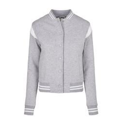Collegejacke Urban Classics "Urban Classics Damen Ladies Organic Inset College Sweat Jacket", Damen, Gr. 4XL, grau, wei&szlig;, 100% Baumwolle, unifarben, normal, amerikanischer Ausschnitt, Jacken Collegejacke