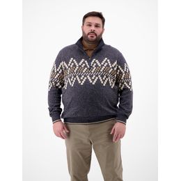 Norwegerpullover Lerros "Lerros Troyer mit Norwegermuster in Übergrößen", Herren, Gr. 5XL, classic navy, 67% Baumwolle, 33% Polyacryl, ohne Ausschnitt, Pullover Norwegerpullover