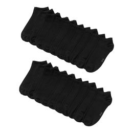 Sneakersocken bonprix, Damen, Gr. 43-46, schwarz, Obermaterial: 77% Baumwolle, 21% Polyamid, 2% Elasthan, Socken Sneakersocken, Sneakersocken mit Baumwolle (20er Pack)