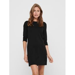 Jerseykleid Only "ONLBRILLIANT 3/4 DRESS", Damen, Gr. XS, N-Gr, schwarz, Jersey, Obermaterial: 82% Polyester, 13% Viskose, 5% Elasthan, unifarben, Midi, Rundhals, Kleider Jerseykleid, Sommerkleid