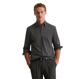 Marc O'Polo Langarmhemd MARC O'POLO "aus kompakter Bio-Baumwolle", Herren, Gr. L, Normalgr&ouml;&szlig;en, coal grau melange, Obermaterial: 100% Baumwolle, unifarben, figurbetont normal, Doppelmanschette, Hemden