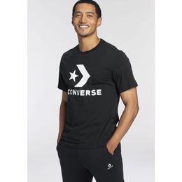 T-Shirt Converse "Unisex GO-TO STAR CHEVRON LOGO STANDARD-FIT", Damen, Gr. L, schwarz-wei&szlig; (schw, wss), Single Jersey, Obermaterial: 100% Baumwolle, Rundhals, normaler Saum, Shirts T-Shirt, Unisex
