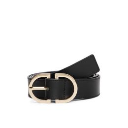 Lederg&uuml;rtel Tommy Hilfiger "TH FEMININE OVAL 2.5 cm breit", Damen, Gr. 100, schwarz, Rindsleder, G&uuml;rtel Lederg&uuml;rtel