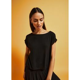 Oversize-Shirt bonprix "Oversize-Shirt aus flie&szlig;ender Viskose", Damen, Gr. 36/38 (S), schwarz, Obermaterial: 95% Viskose, 5% Elasthan, oversize, Shirts, Oversize-Shirt aus flie&szlig;ender Viskose