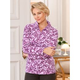Fleeceshirt Classic Basics "Fleece-Shirt", Damen, Gr. 40, lila (orchidee, violett, bedruckt), 100% Polyester, gemustert, mehrfarbig, Shirts