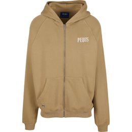Sweatjacke PEQUS "PEQUS PEQUS Back Logo Zip-Hoodie", Herren, Gr. M, olive gr&uuml;n, 100% Baumwolle, Sweatjacken Sweatjacke