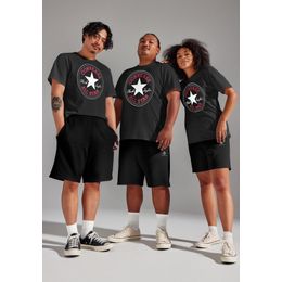 T-Shirt Converse "Converse GO-TO ALL STAR PATCH STANDARD-FIT T-SHIRT", Damen, Gr. L, schwarz, Single Jersey, Obermaterial: 100% Baumwolle, Rundhals, Shirts T-Shirt, Unisex