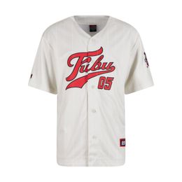 Langarmhemd Fubu "Fubu FM243-002-1 Fubu Varsity Baseball Jersey", Damen, Gr. L, US-Gr&ouml;&szlig;en, sanftes wei&szlig;, rot, 100% Polyester, Hemden