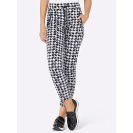 CR&Eacute;ATION L Schlupfhose CREATION L, Damen, Gr. 19, Kurzgr&ouml;&szlig;en, schwarz (schwarz, ecru, bedruckt), 62% Polyester, 35% Viskose, 3% Elasthan, gemustert, mehrfarbig, lang, Hosen Schlupfhose