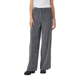 Cordhose s.Oliver, Damen, Gr. 44, N-Gr, asphalt, Cord, Obermaterial: 86% Polyester, 13% Polyamid, 1% Elasthan, unifarben, relaxed fit lang, Hosen Cordhose, mit Elastikbund und Wide Leg