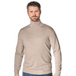 Rollkragenpullover Venti "Venti Rollkragenpullover uni", Herren, Gr. XL, beige, 100% Wolle, Pullover Rollkragenpullover
